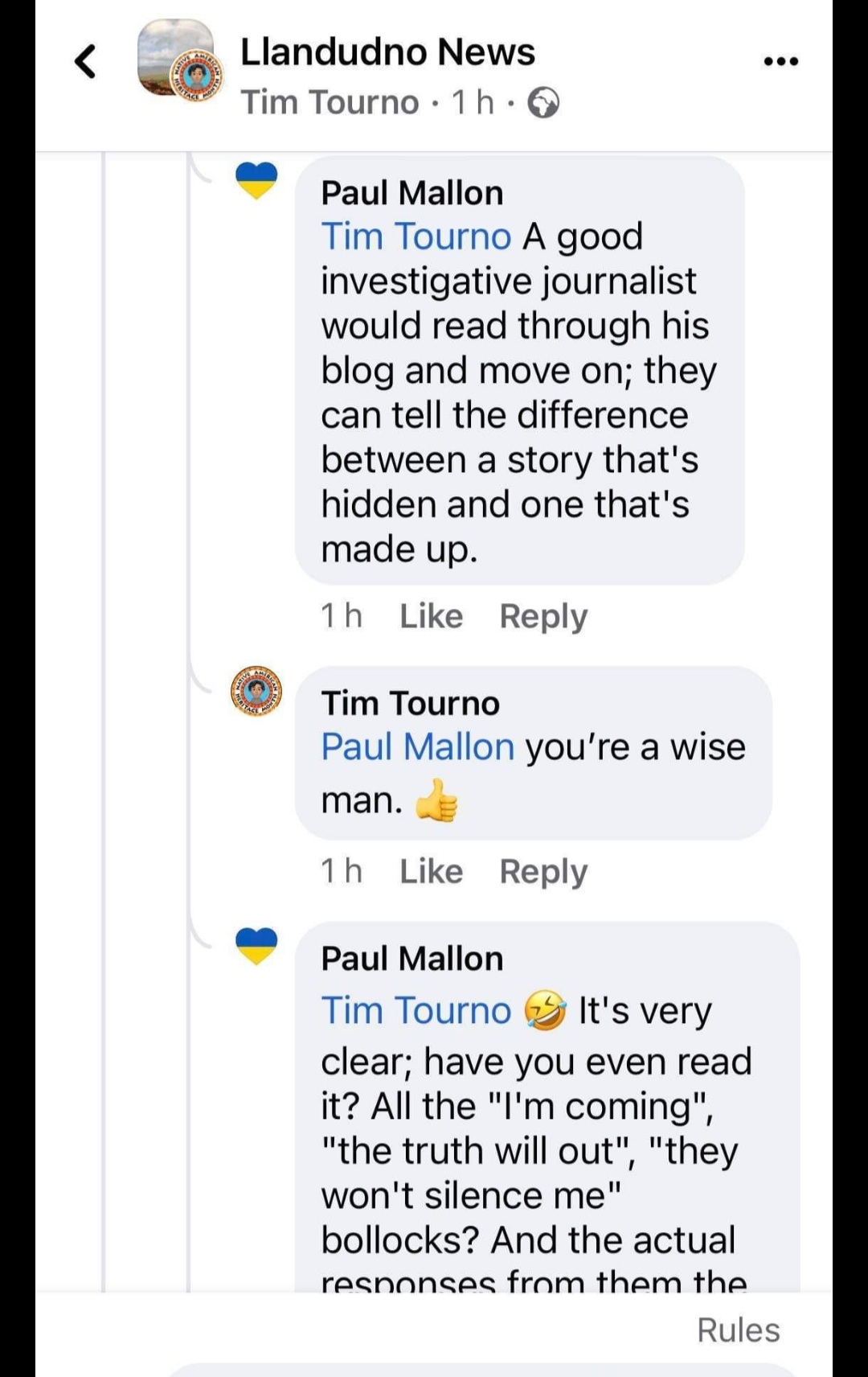 Message for Mr Paul Mallon, admin Llandudno News. Please Read my North ...